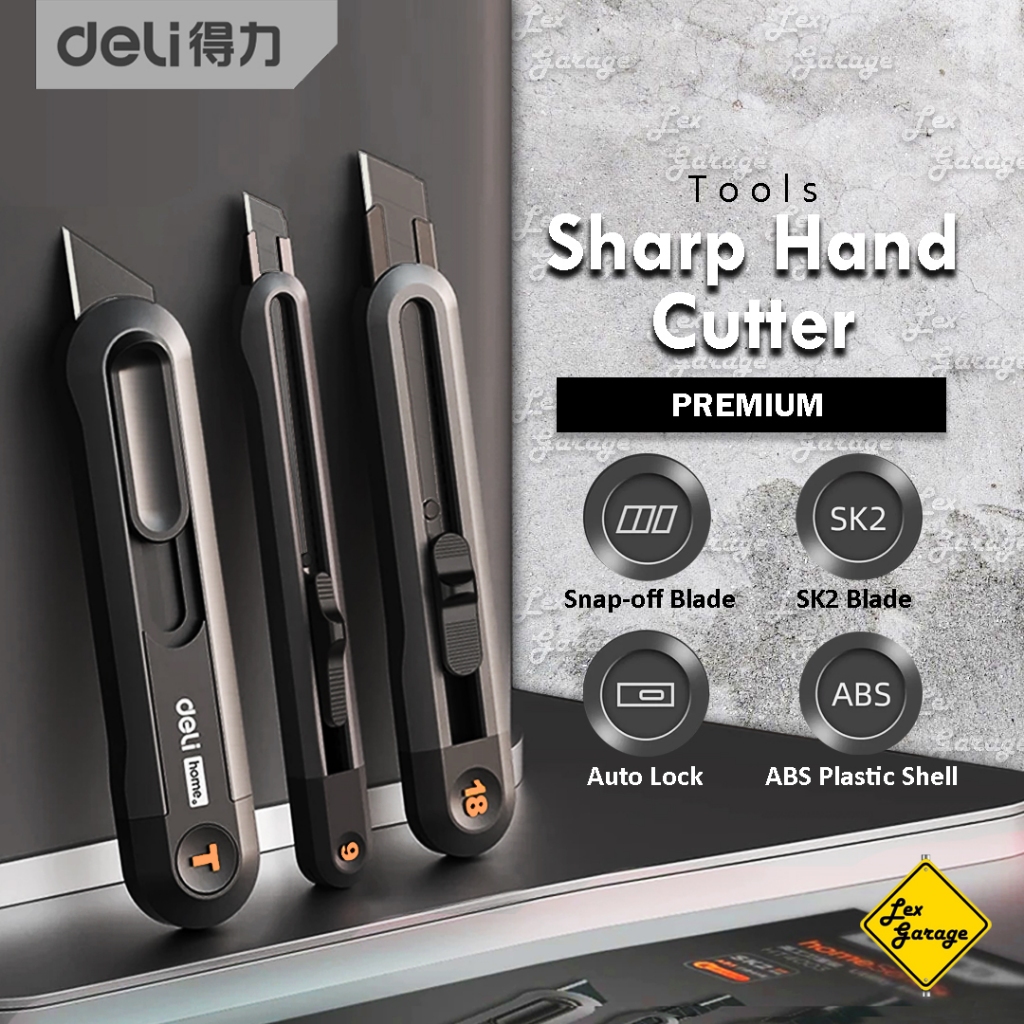 Jual Cutter Besar Kecil Utility Knife DELI Home Premium Kater Cuter ...