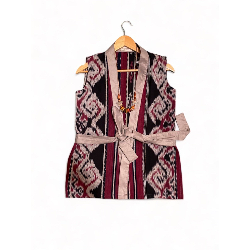 Jual OUTER TENUN/ VEST TENUN MAROON PINK LAVA TENUN ETNIK NUSANTARA ...