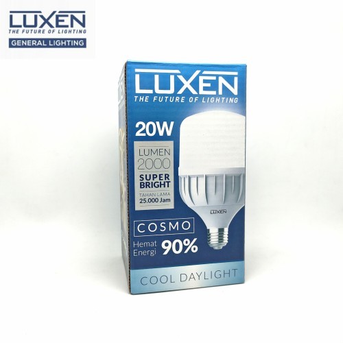 Jual LUXEN COSMO LAMPU BOHLAM LED BULB 20W 20 WATT PUTIH 6500K COOL DAYLIGHT CAPSULE TABUNG ...