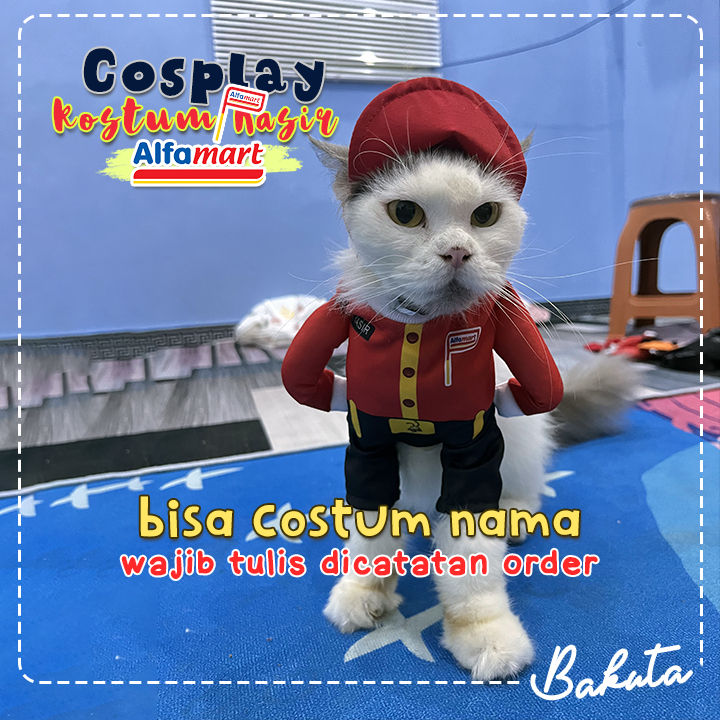Jual [𝗕𝗜𝗦𝗔 𝗖𝗢𝗦𝗧𝗨𝗠 𝗡𝗔𝗠𝗔] Kostum Cosplay Kasir Alfamart untuk kucing ...
