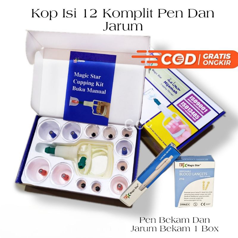 Jual Paket Alat Bekam Komplit 1 Set Kop Angin TEBAL Magnetik Isi 12 ...