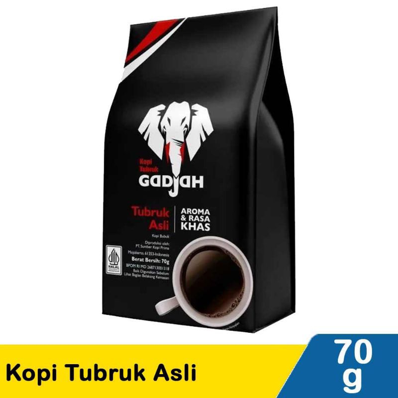 Jual Kopi Tubruk Gadjah Asli - Pouch 70 Gram / KOPI HITAM ( KEMASAN POUCH MINI) | Shopee Indonesia