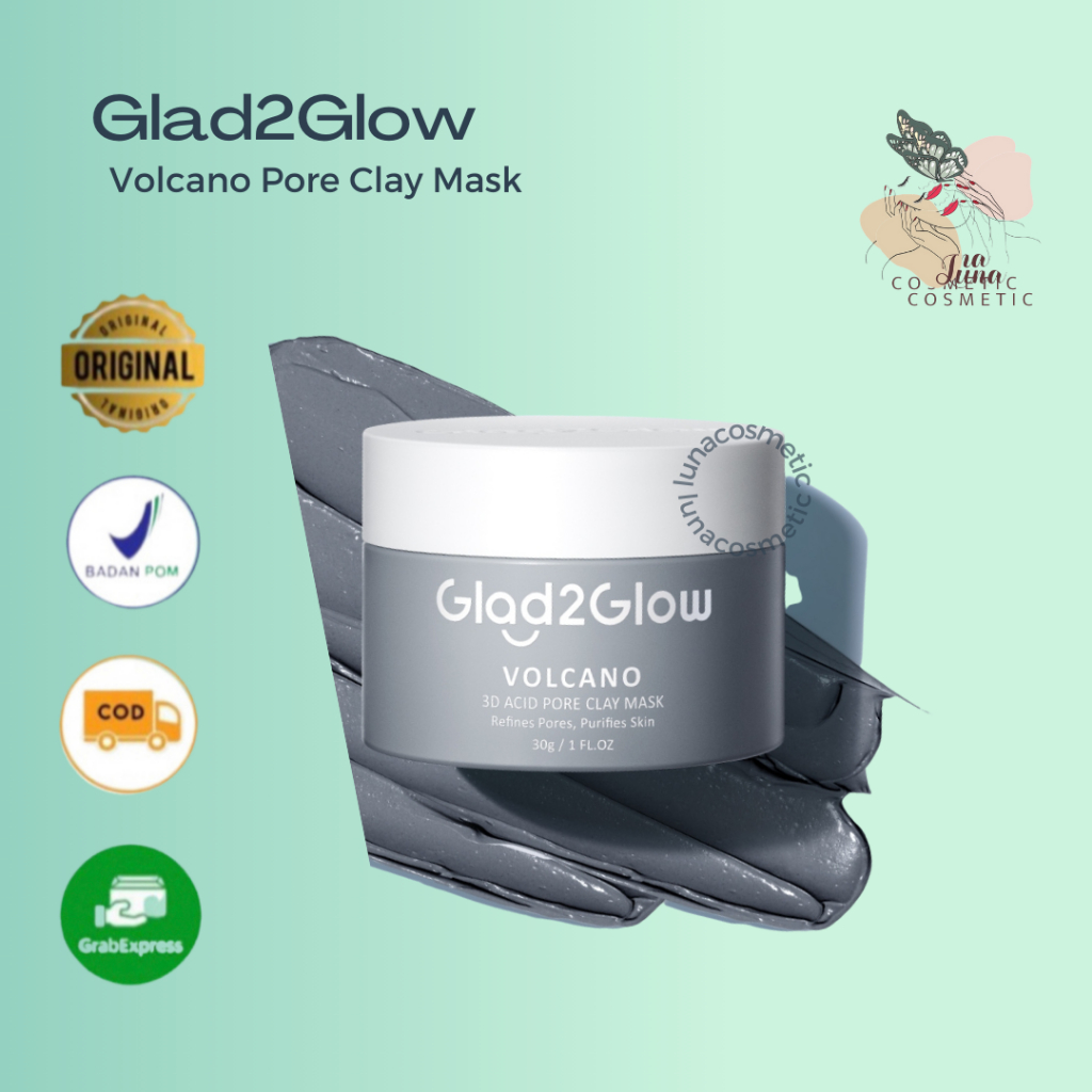 Jual Glad2glow Volcano Clay Mask Masker Komedo Deep Pores Cleansing Mud Mask 30g | Shopee Indonesia
