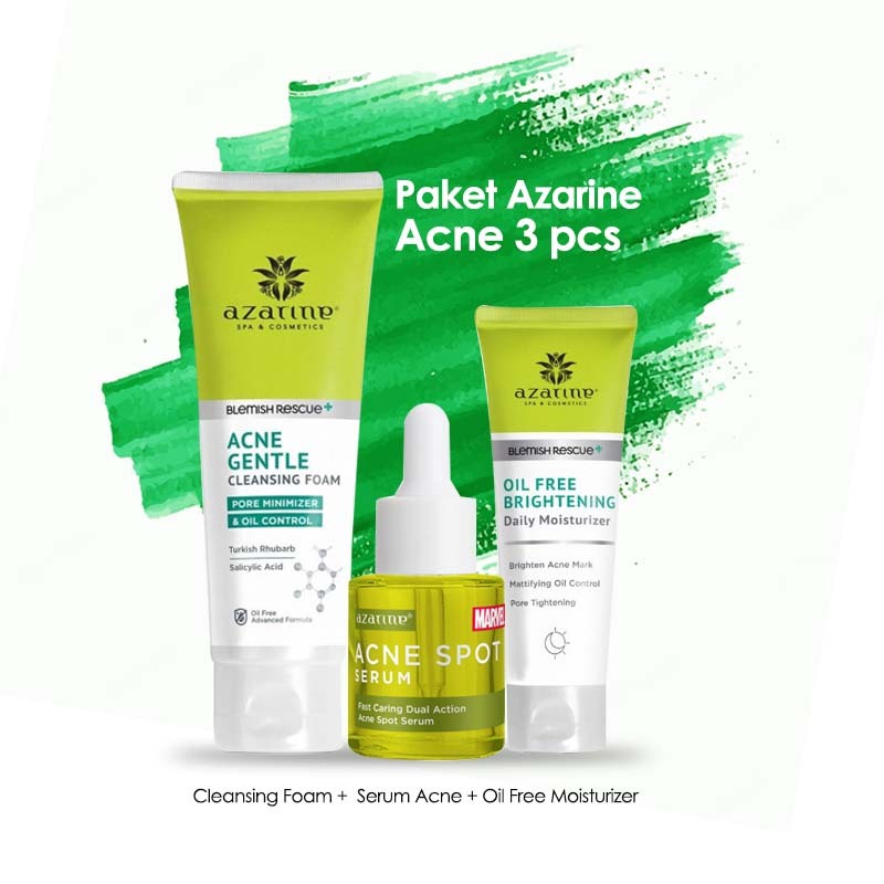 Jual Paket Basic Azarine for Acne 3 pcs (Foam-Spot Gel-Serum) | Shopee ...