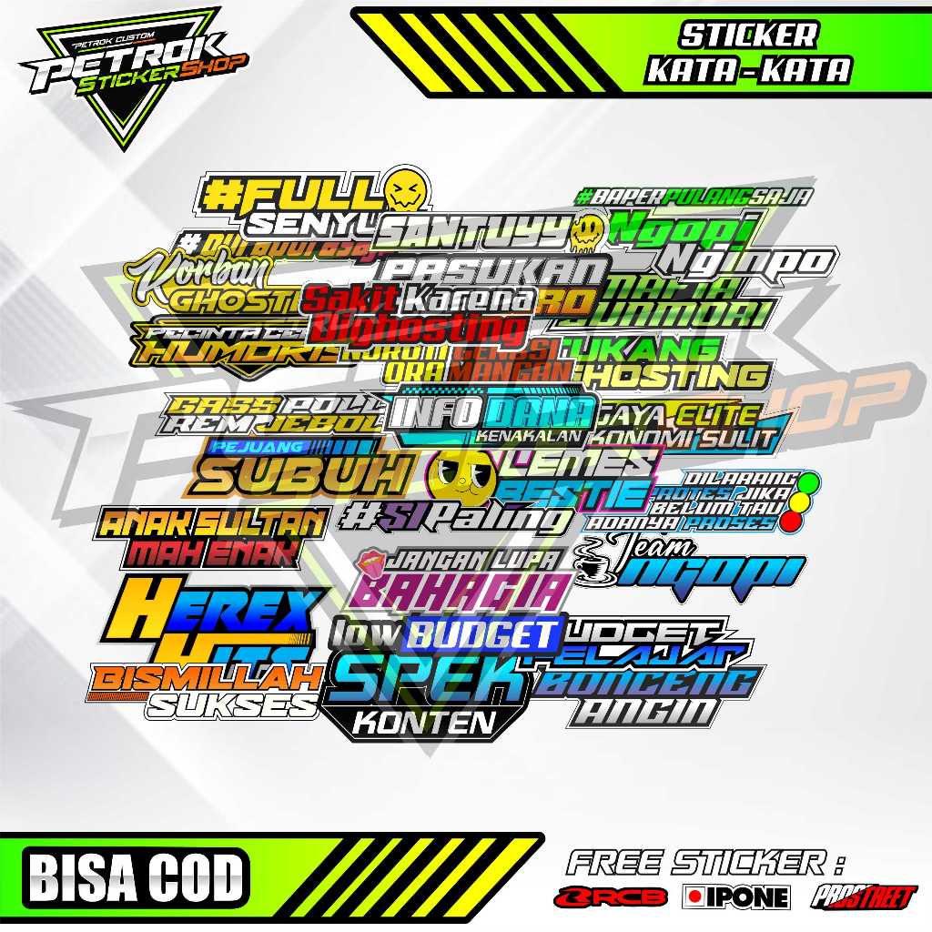 Jual STICKER PACK KATA-KATA RACING / STICKER RACING / STICKER MOTOR ...