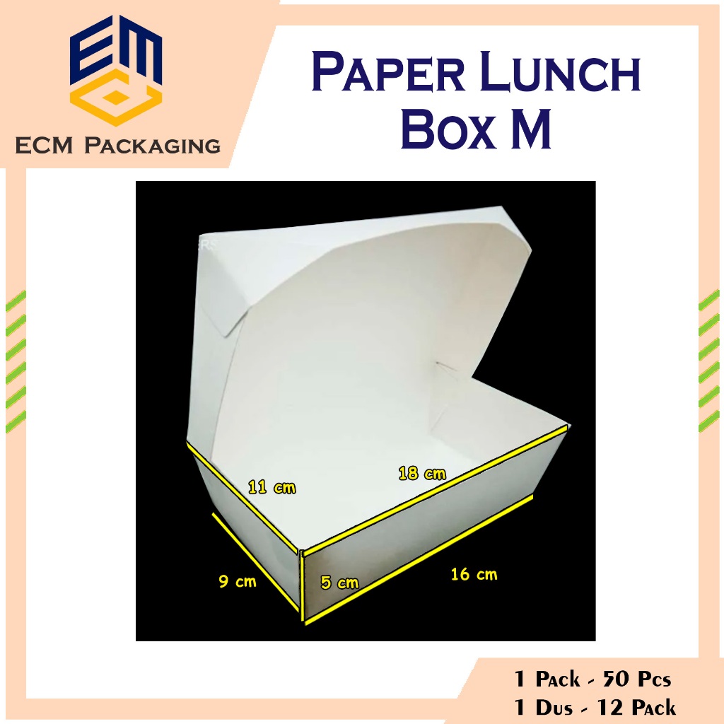 Jual Paper Lunch Box M 50 Pcs | Kotak Makan kertas Putih | Paper ...