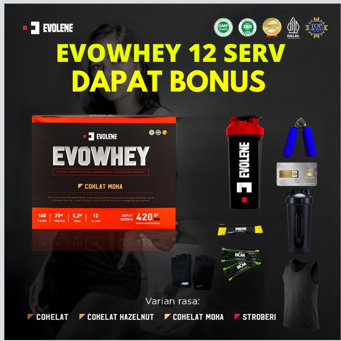 Jual EVOWHEY 12 SACHET EVOLENE WHEY OFFICIAL EVO LENE 420 GRAM 1 BOX ...