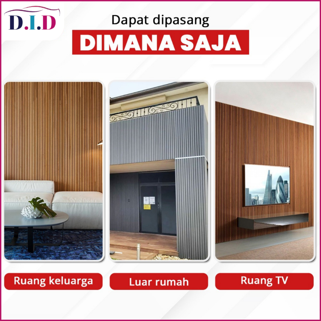 Jual DID - (PAKET 5 PC) WPC WALL PANEL 3D MODEL BULAT | 145 CM x 16 CM ...