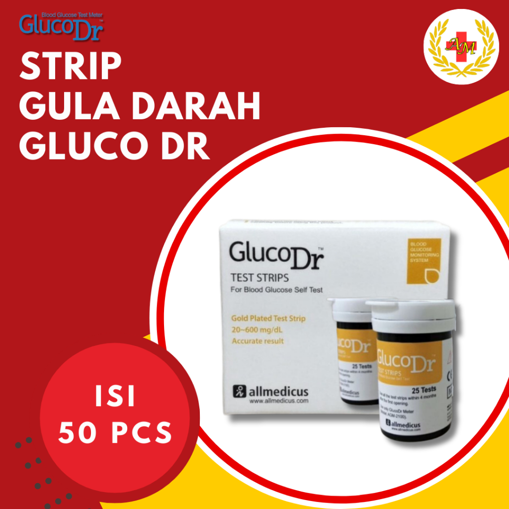 Jual Strip Tes Gula Darah Glukosa Gluco Dr / Gluco Dr Biosensor isi 50 ...