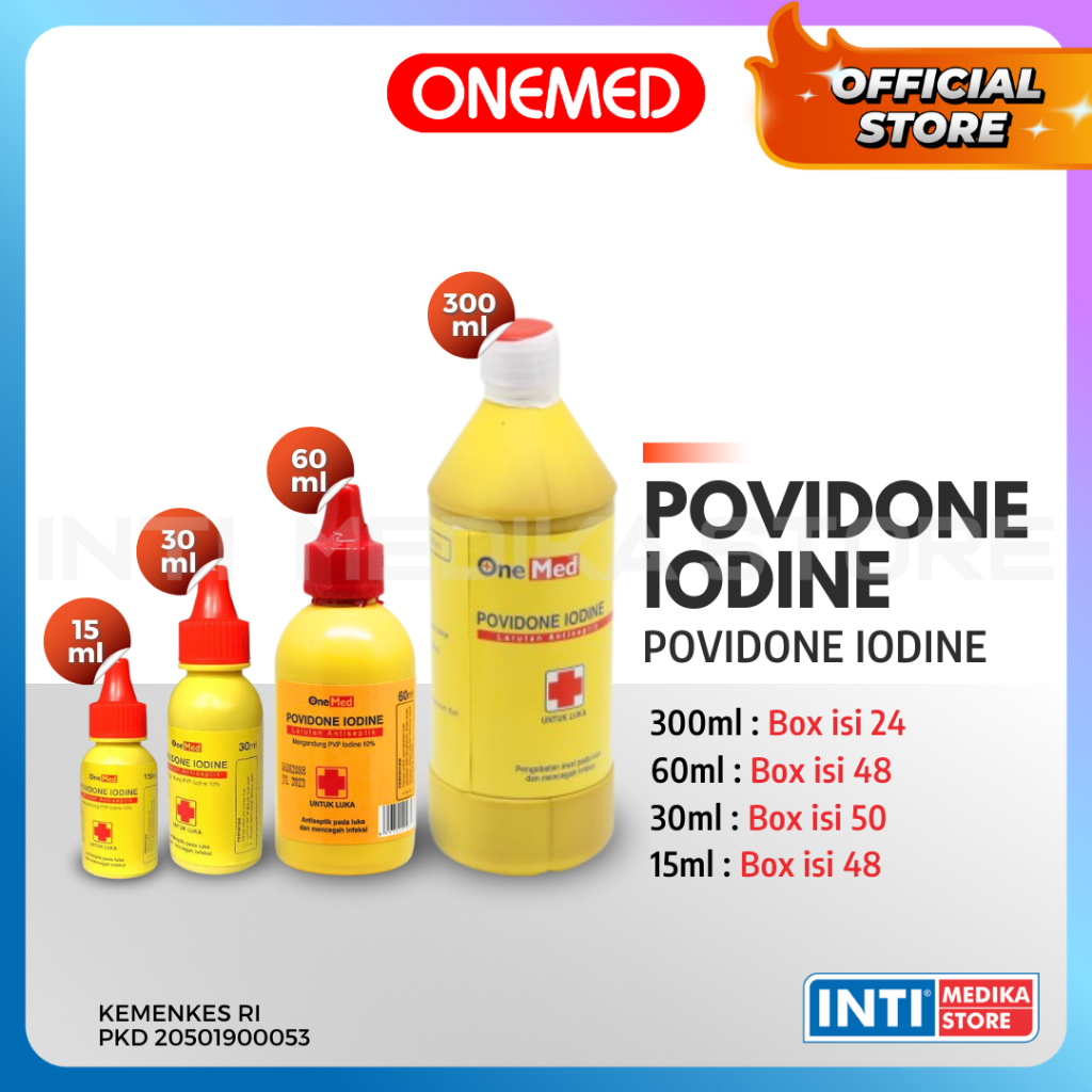 Jual ONEMED - POVIDONE IODINE | Obat Merah Tetes Luka | Antiseptik P3K ...
