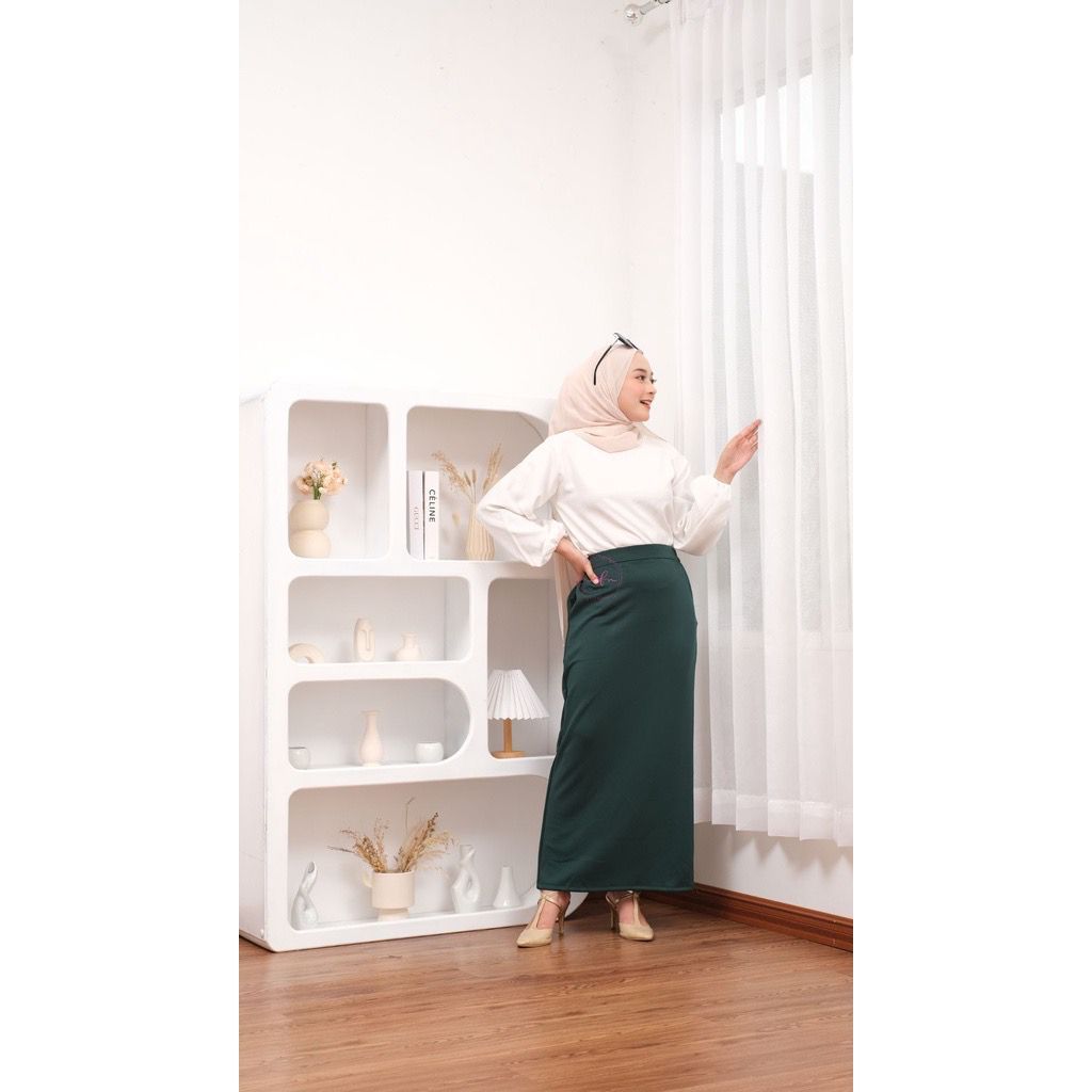 Jual Ahlami-Yura Skirt Rok Span Premium Rok Span Scuba Rok Kerja Premium Rok Hitam Rok Putih Rok ...