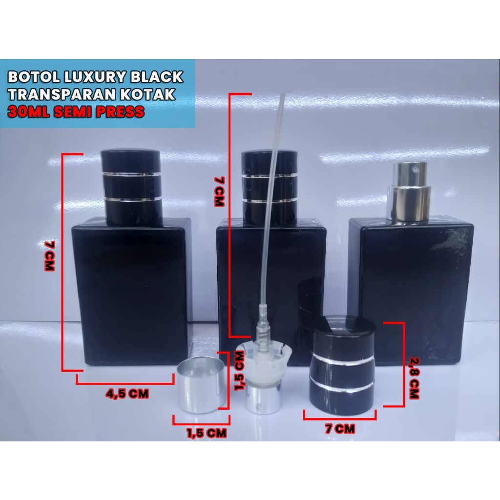 Jual Botol Luxury black solid/black transparan kotak 30ml semi press ...