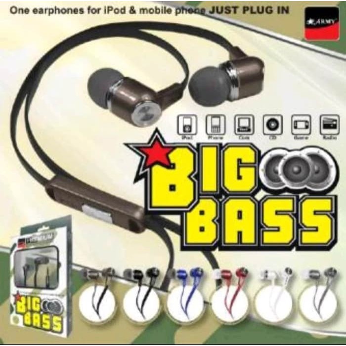 Jual HEADSET ARMY BIG BASS HANDSFREE EARPHONE ARMY BIG BASS | Shopee ...