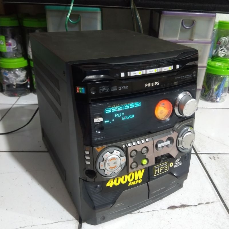 Jual head compo hifi philips v520 radio tape aux in amplifier power 120 ...