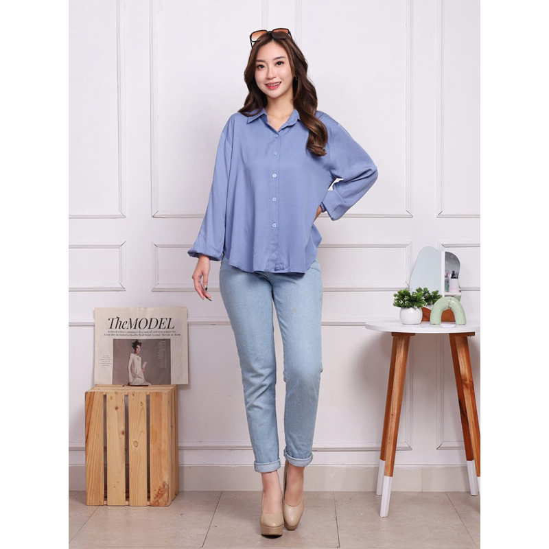 Jual KEMEJA RAYON TWILL ATASAN RAYON BLOUSE ADEM JUMBO KANCING DEPAN ...