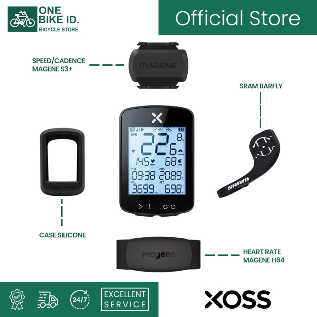 Jual PAKET PRO XOSS G2 Plus & Magene HR, Cadence/Speed Sensor & SRAM ...