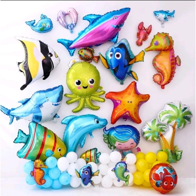 Jual Balon Karakter Ikan Laut Hewan Laut Nemo Hiu Gurita Kuda Laut ...