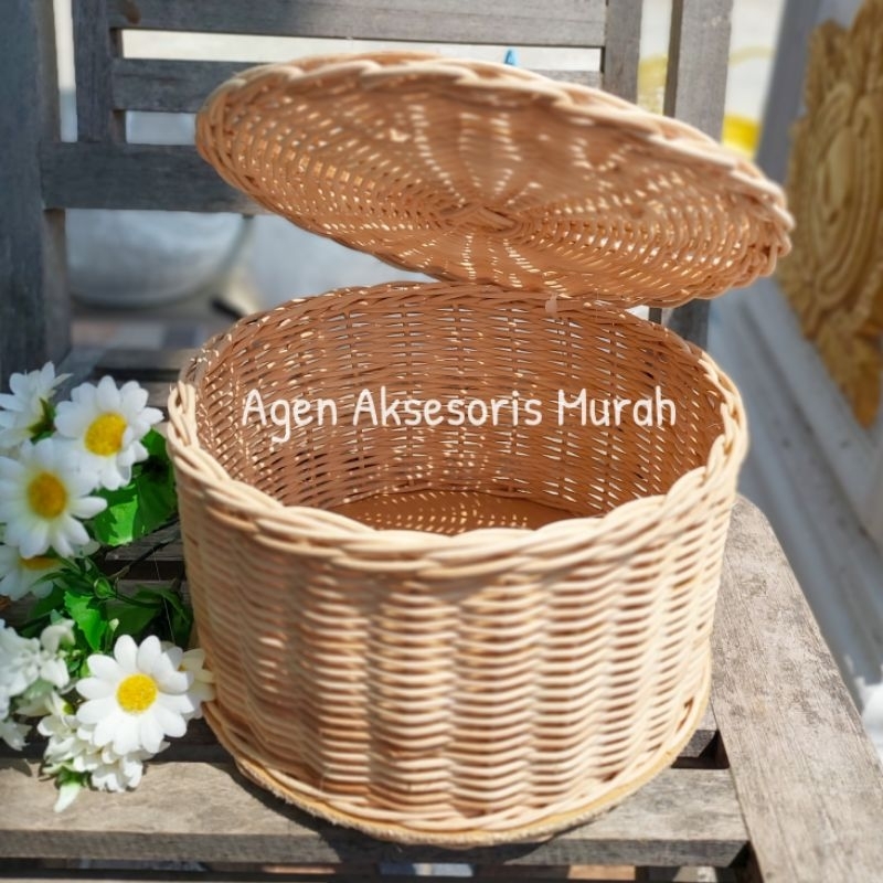 Jual Rotan Bulat Tutup - Toples Rotan Bulat 20cm | Shopee Indonesia