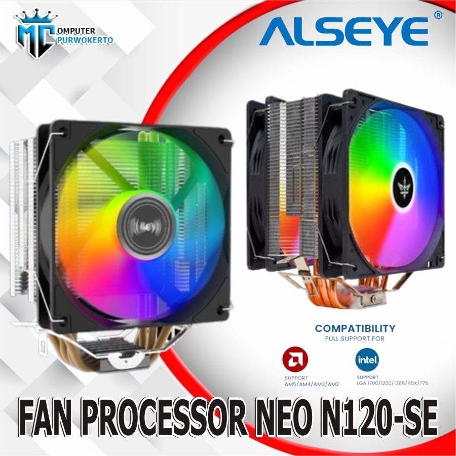 Jual Fan Processor RGB Intel & AMD NEO N120-SE Alseye CPU Cooler Fan ...