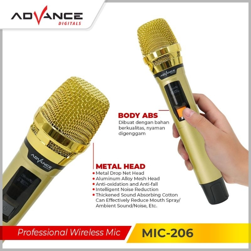 Jual Advance Microphone Mic Double Wireless + Receiver MIC 206 | Shopee ...