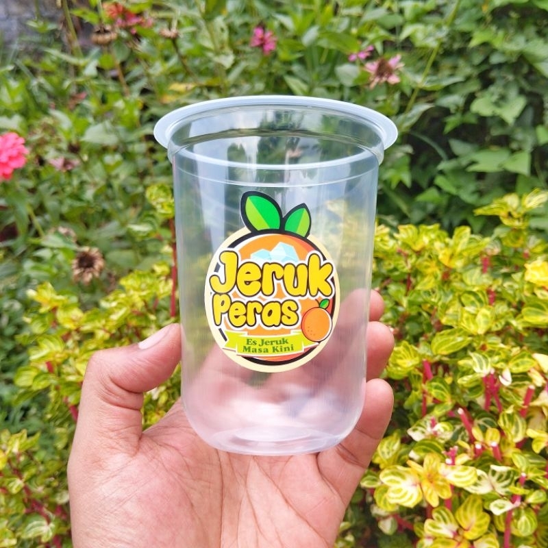 Jual stiker label cup gelas minuman anti air JERUK PERAS BULAT | Shopee ...