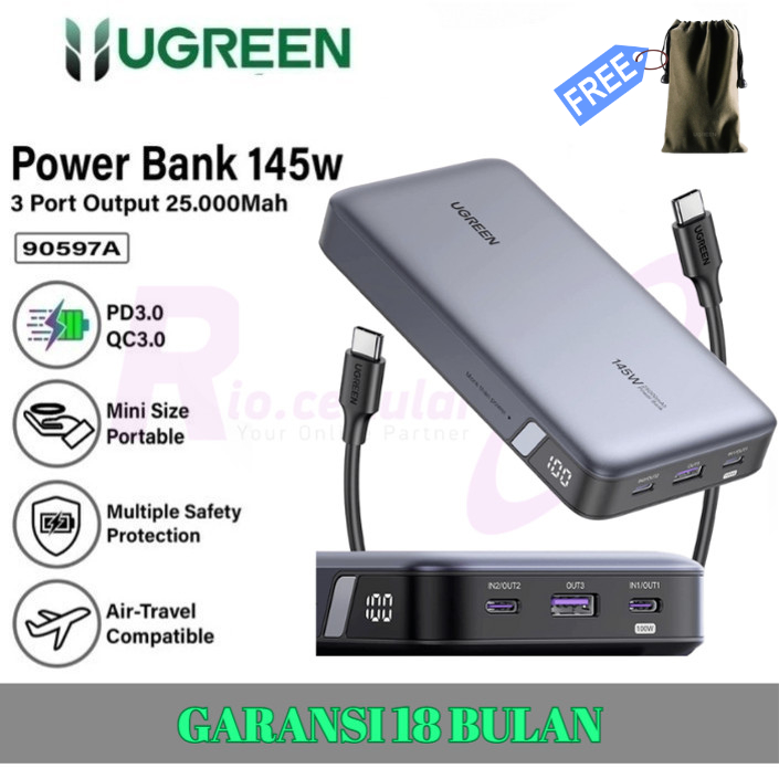 Jual UGREEN Power Bank 25000Mah Fast Charging PD 145W Samsung iPhone 90597A | Shopee Indonesia
