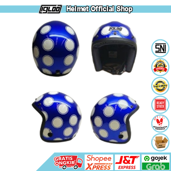 Jual Helm Bogo Retro Igloo Moon Royal Blue White, SNI | Shopee Indonesia