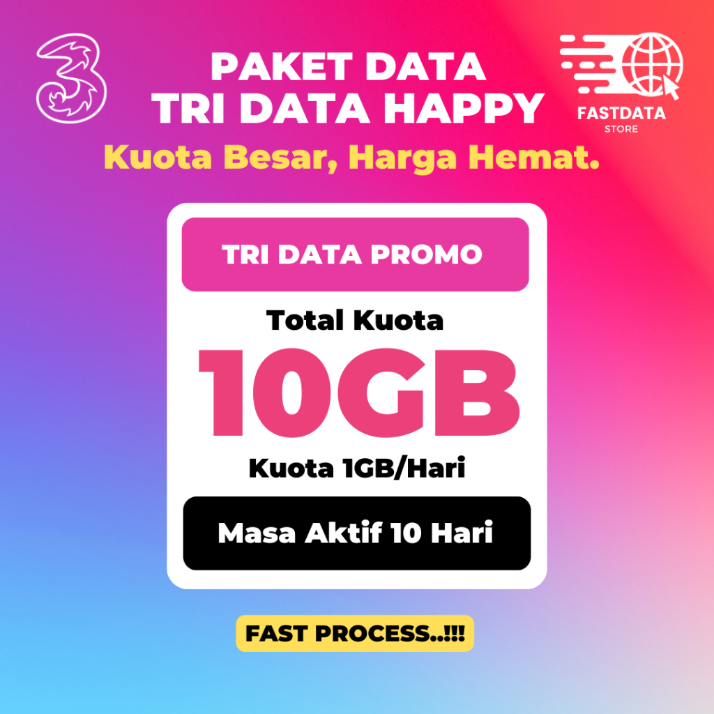 Jual PAKET DATA TRI HAPPY & UNLIMITED ALWAYS ON SUPER MURAH PROSES CEPAT | Shopee Indonesia