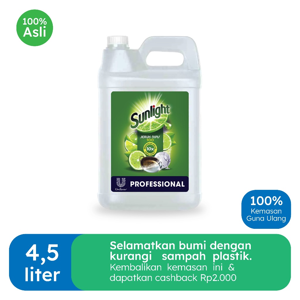 Jual Sunlight Professional Sabun Cuci Piring Jeruk Nipis 4,5 liter | Shopee Indonesia