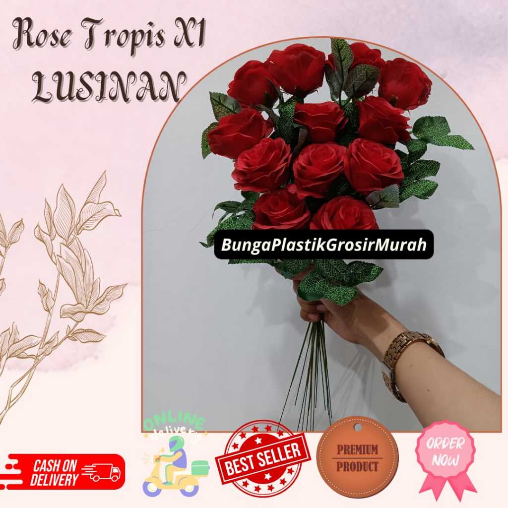Jual Bunga Mawar Rose Tropis Cabang 1 / 1 Lusin RT1 | Shopee Indonesia