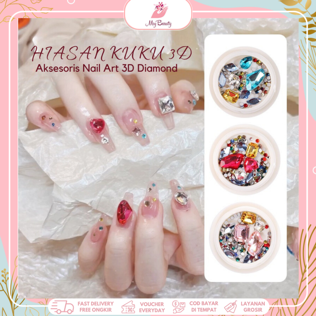 Jual MSY Hiasan Kuku 3D Bentuk Berlian Untuk Manicure Nail/Decoration Crystal Aksesoris Kuku ...