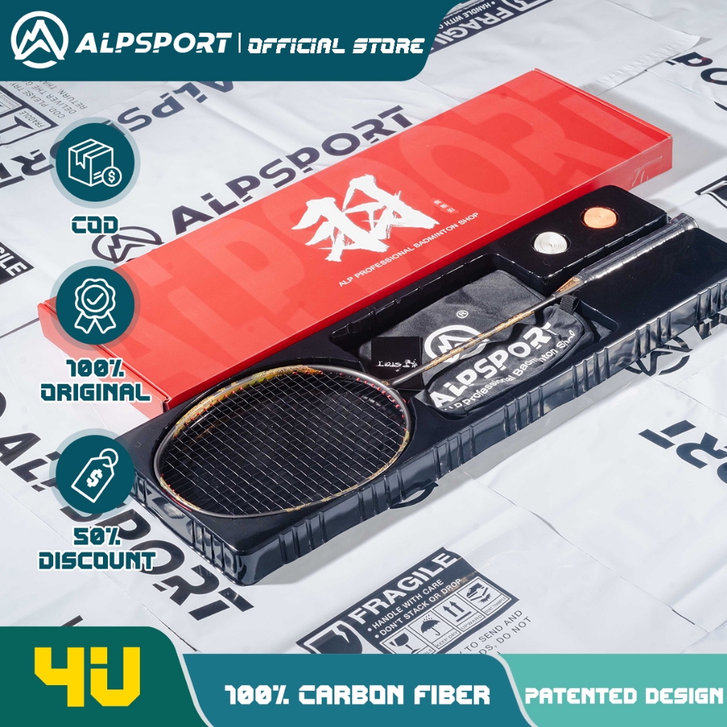 Jual ALPSPORT RR【2Raket + Tas】4U G5 100% Serat Karbon Penuh Desain Asli ...
