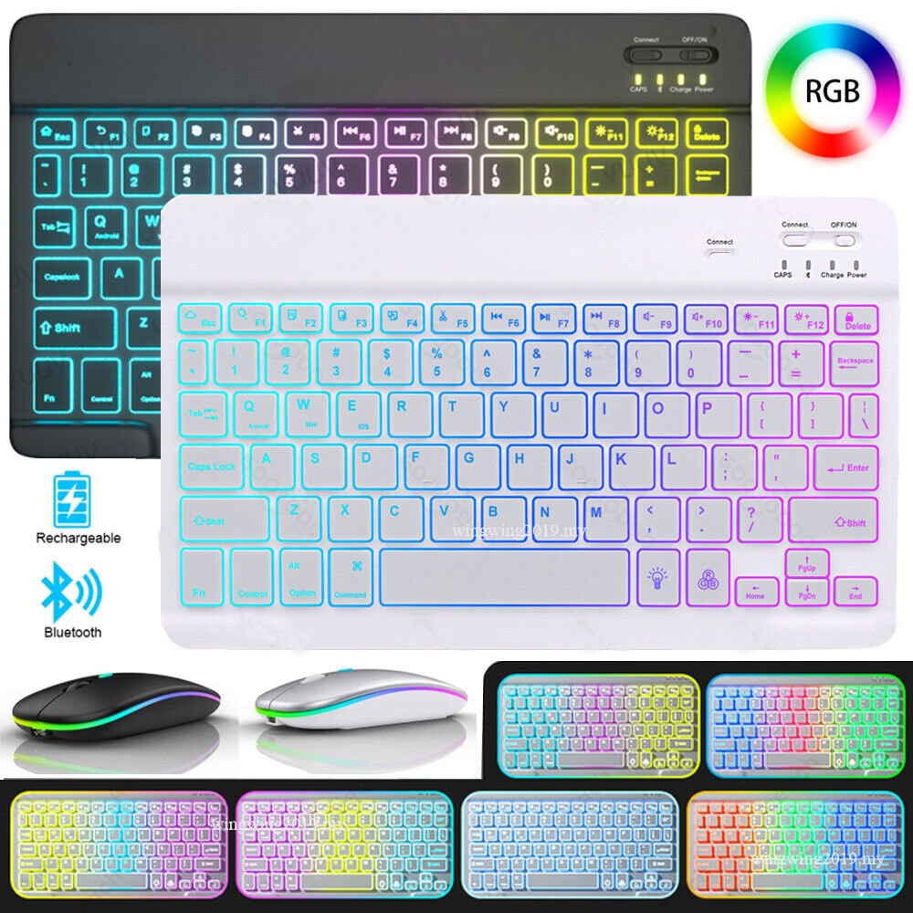 Jual Keyboard dan Mouse Bluetooth Nirkabel Keysky Backlit dengan Laptop ...