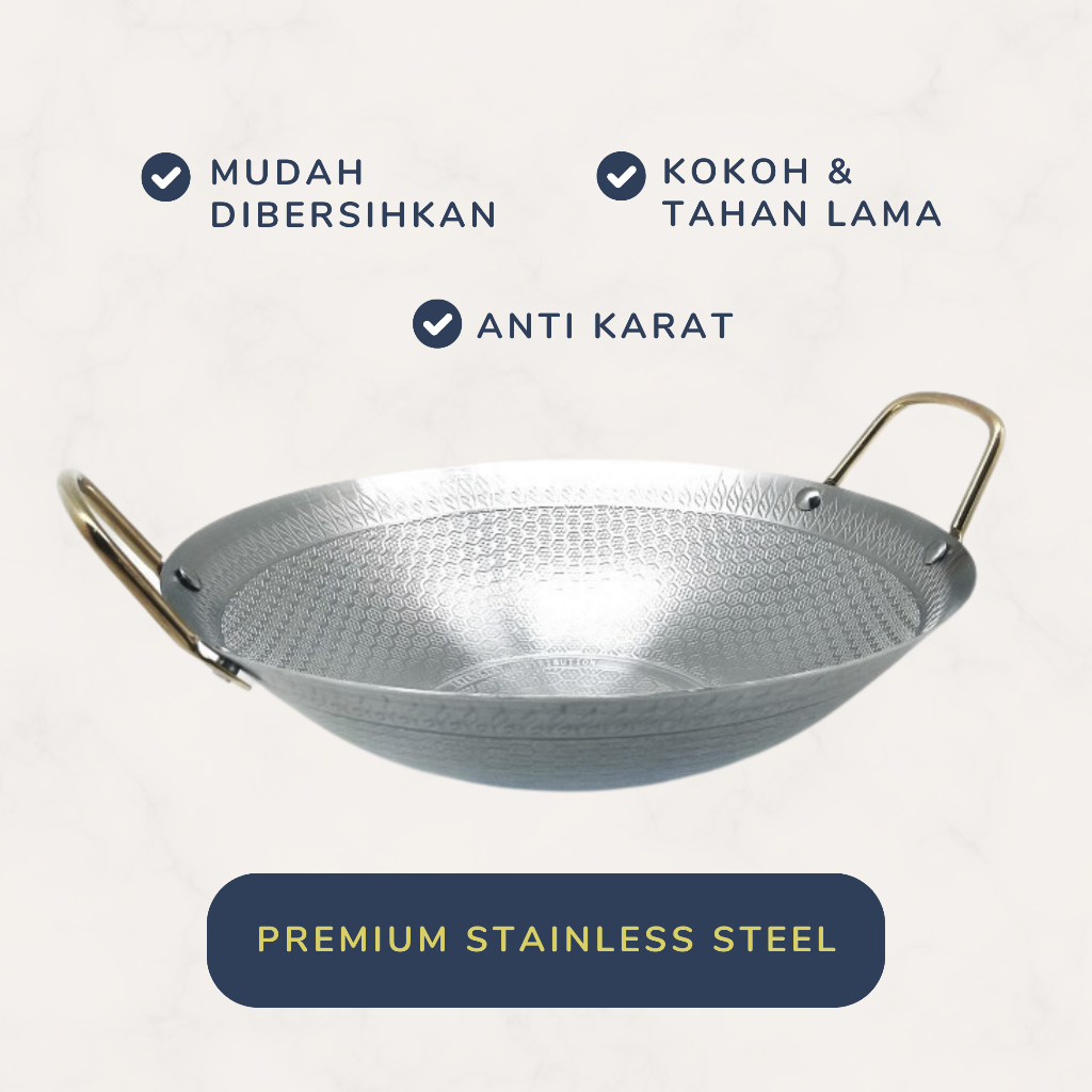 Jual MIEL HONEYCOMB WOK WAJAN ANTI LENGKET 22 24 26 28CM STAINLESS TEBAL (BESAR) | Shopee Indonesia