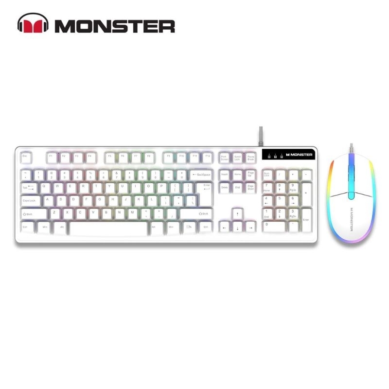Jual Monster KM1 Pro Wired RGB Light Keyboard Mouse Set Laptop Komputer ...