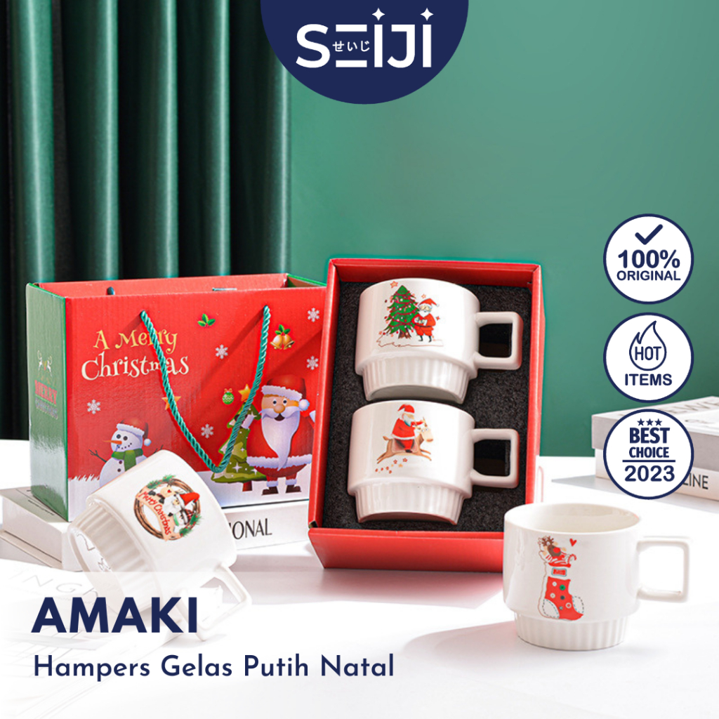 Jual 【SEIJI】AMAKI Ceramic Gift Set Christmas Estetis Mug Set Santa Aesthetic Hampers Box Salju ...