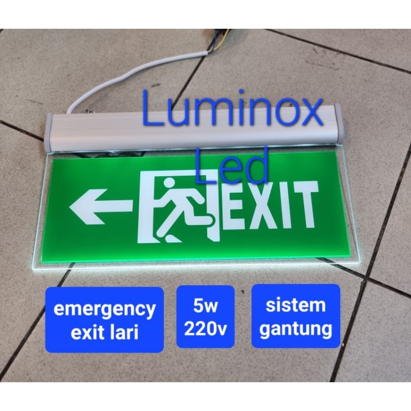 Jual emergency exit gantung led 5watt 5w / exit acrylic 2sisi 2muka 5 ...