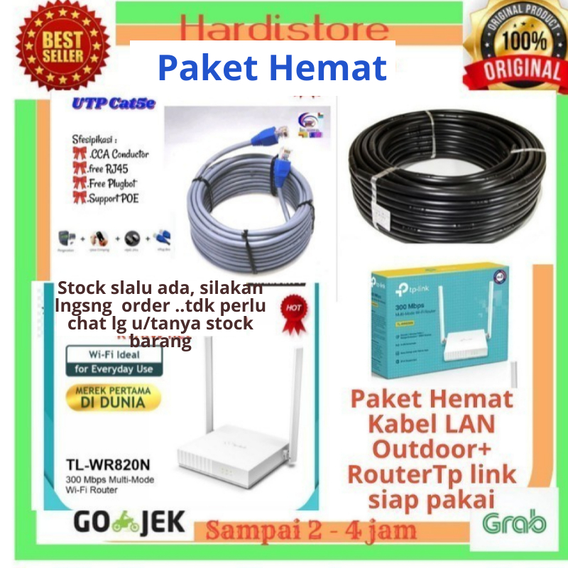 Jual Kabel LAN UTP cat5e 10m 15m 20m 25m 30m 40m Bundling Router Wifi ...