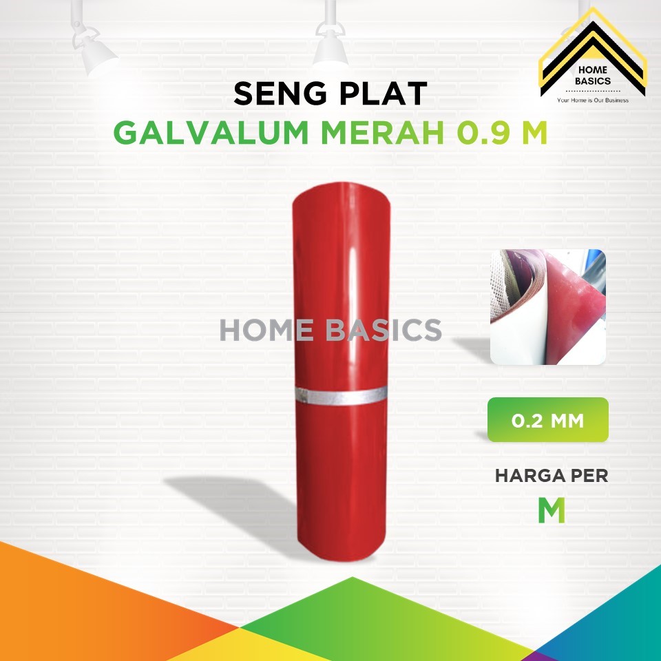 Jual Seng Plat Galvalum Merah 90 Cm Meteran / Seng Talang - 0.2 mm ...