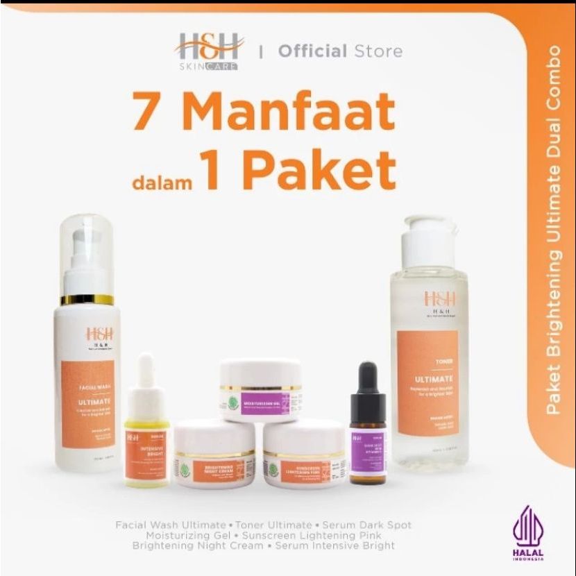 Jual H&H Paket Skincare Glowing Brightening Ultimate Dual Combo 7 In 1 ...