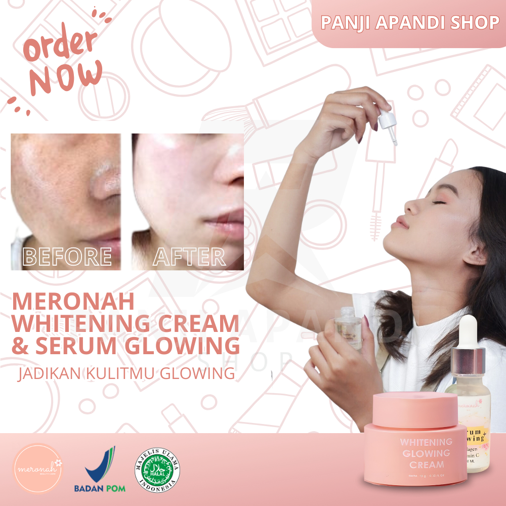 Jual Paket MERONAH Cream + Serum Glowing | Shopee Indonesia