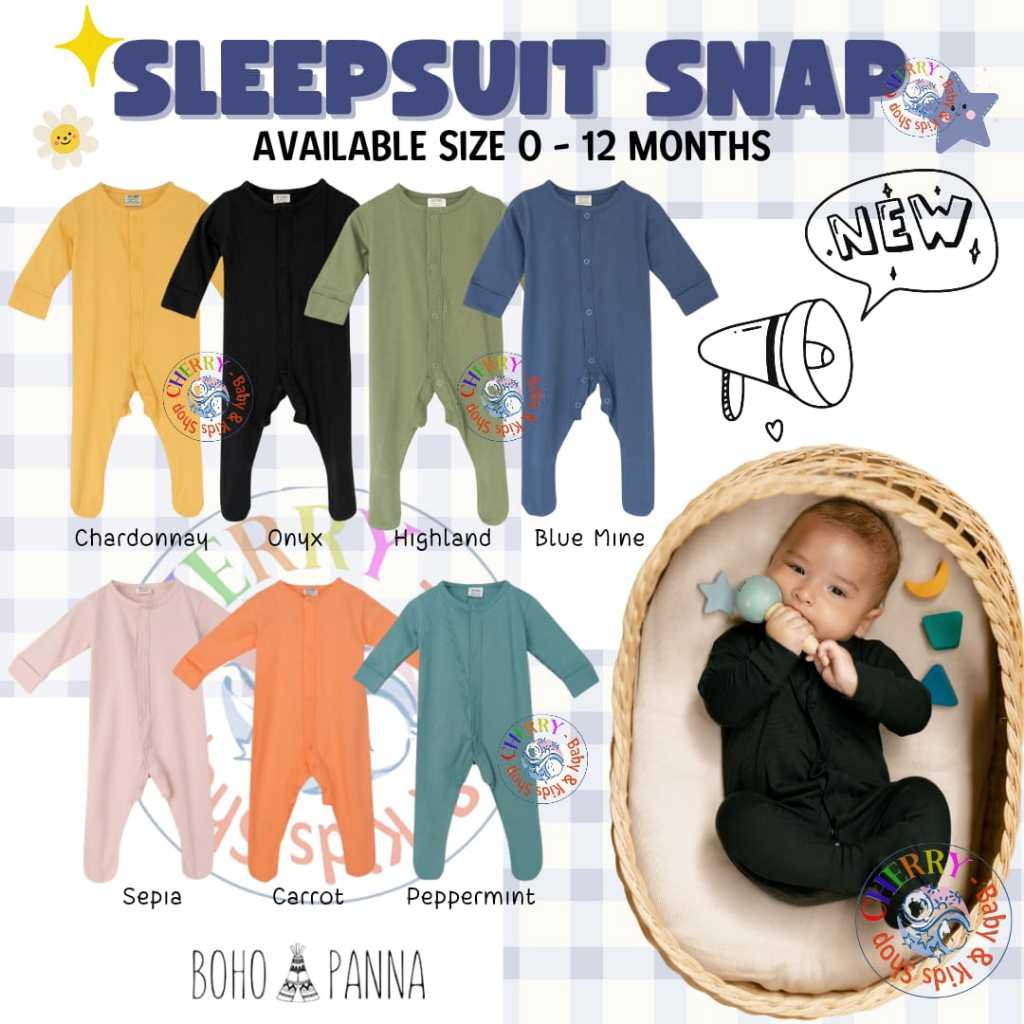 Jual BohoPanna Sleepsuit Bayi 0-12 Months Sleepsuit Snap Anak Unisex ...