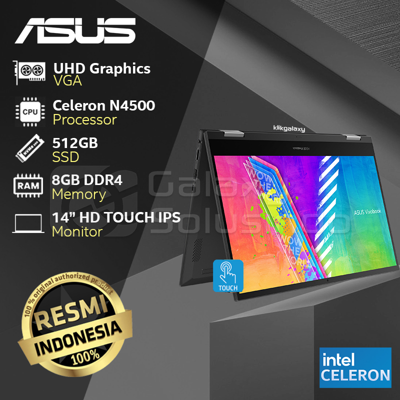 Jual ASUS VIVOBOOK GO 14 FLIP TP1400KA-VIPS451 Celeron N4500 512GB SSD ...