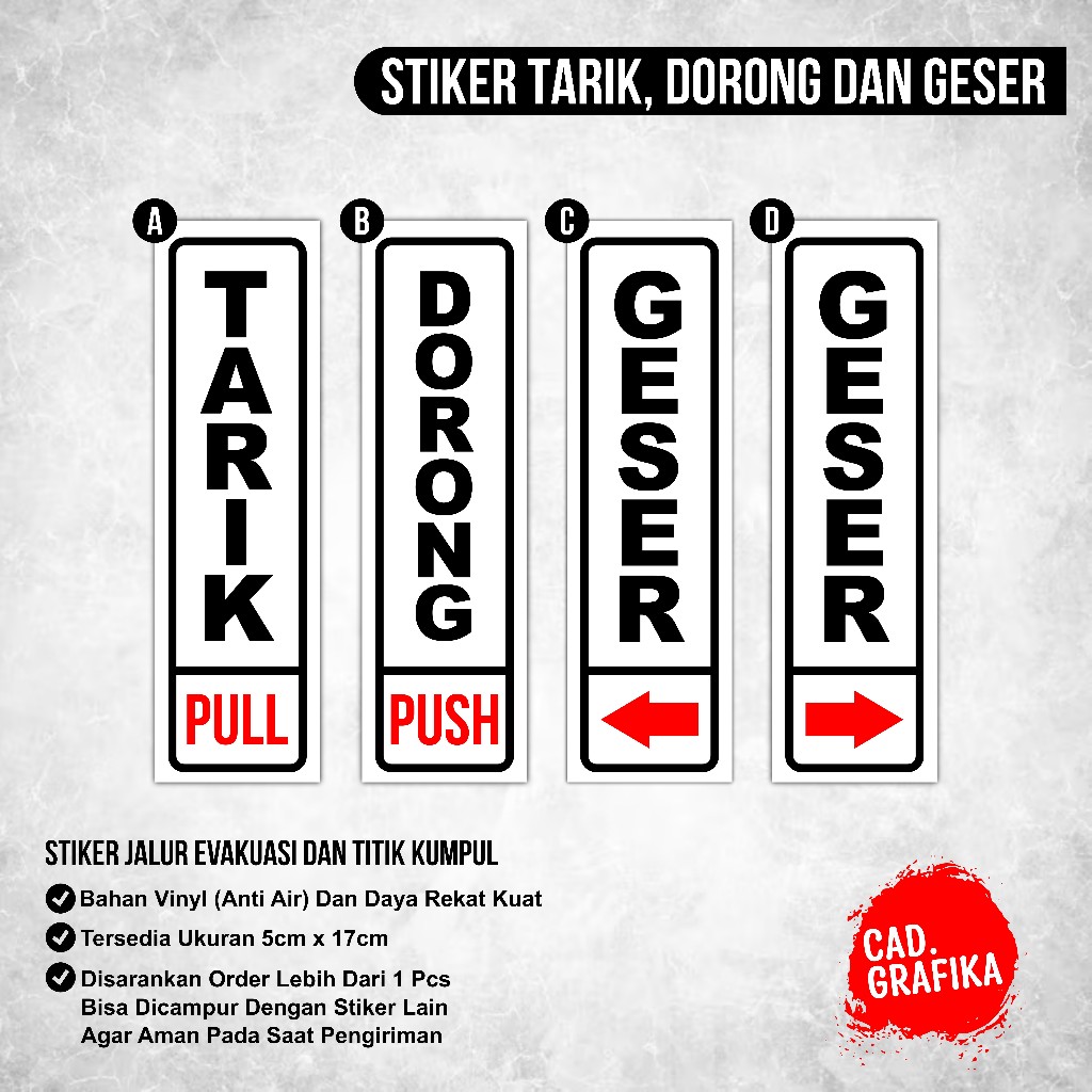 Jual Stiker Pintu Tarik Dorong - Push Pull | Shopee Indonesia