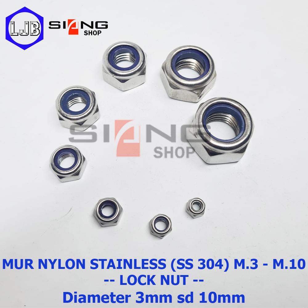 Jual Mur Nylon / Lock Nut Stainless M3 sd M10 | Shopee Indonesia