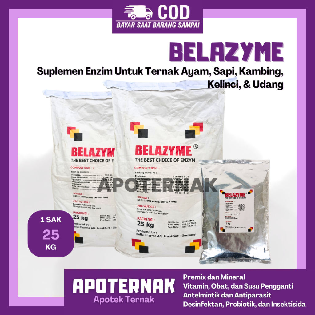Jual BELAZYME 1 Sak 25 kg | Feed Suplemen Enzim Ternak Unggas Ayam ...