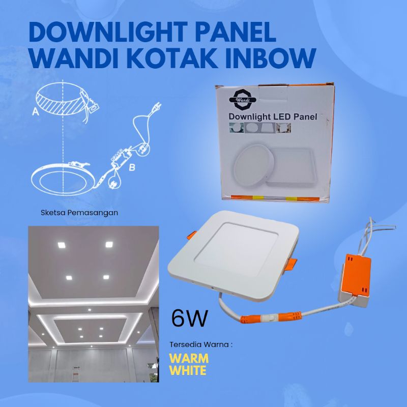 Jual Lampu Downlight Panel Kotak Inbow Wandi | Shopee Indonesia