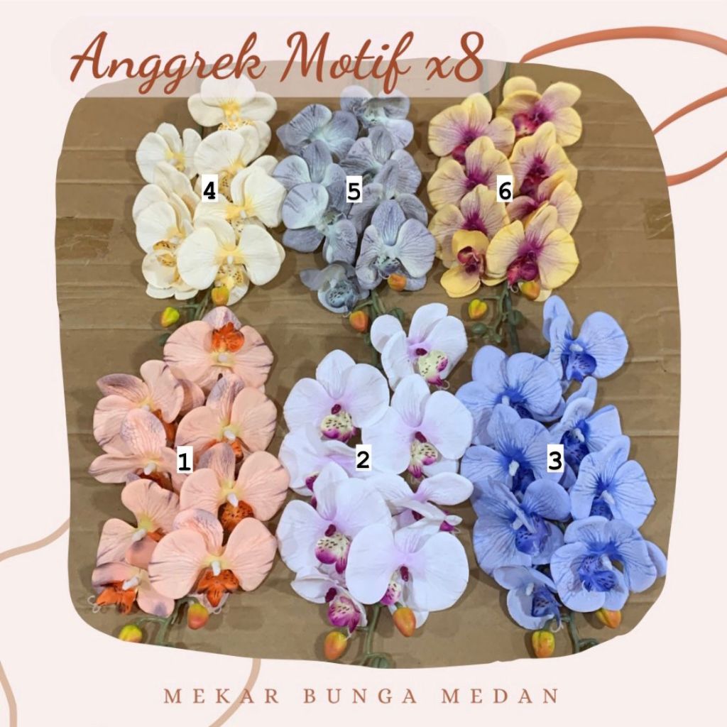 Jual (JB 13) - Bunga Artifisial Anggrek Motif x8 kepala Orchid Dekorasi ...