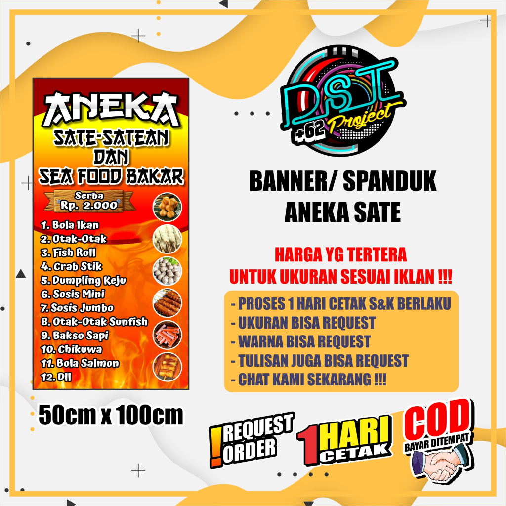 Jual BANNER / SPANDUK ANEKA SATE - SATEAN DAN SEAFOOD BAKAR 50 X 100 ...