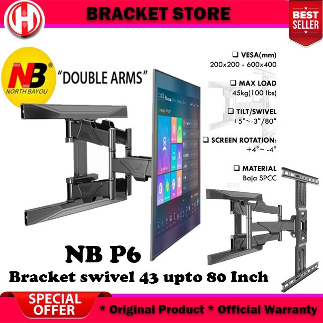 Jual Bracket TV 80 75 70 65 55 50 43 32 Inch, Swivel Brecket TV NORTH ...
